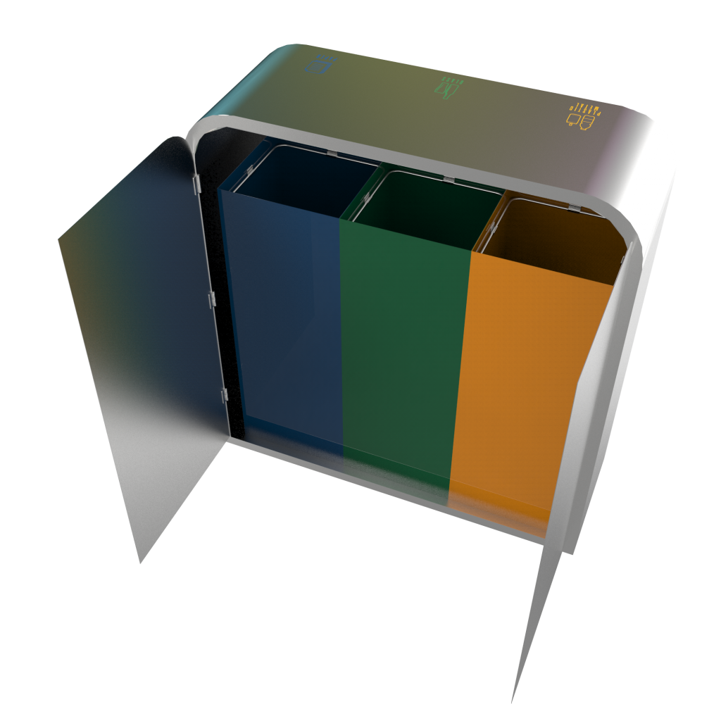PEGAS SST urban recycle bin station in stainless steel with metal inner ...