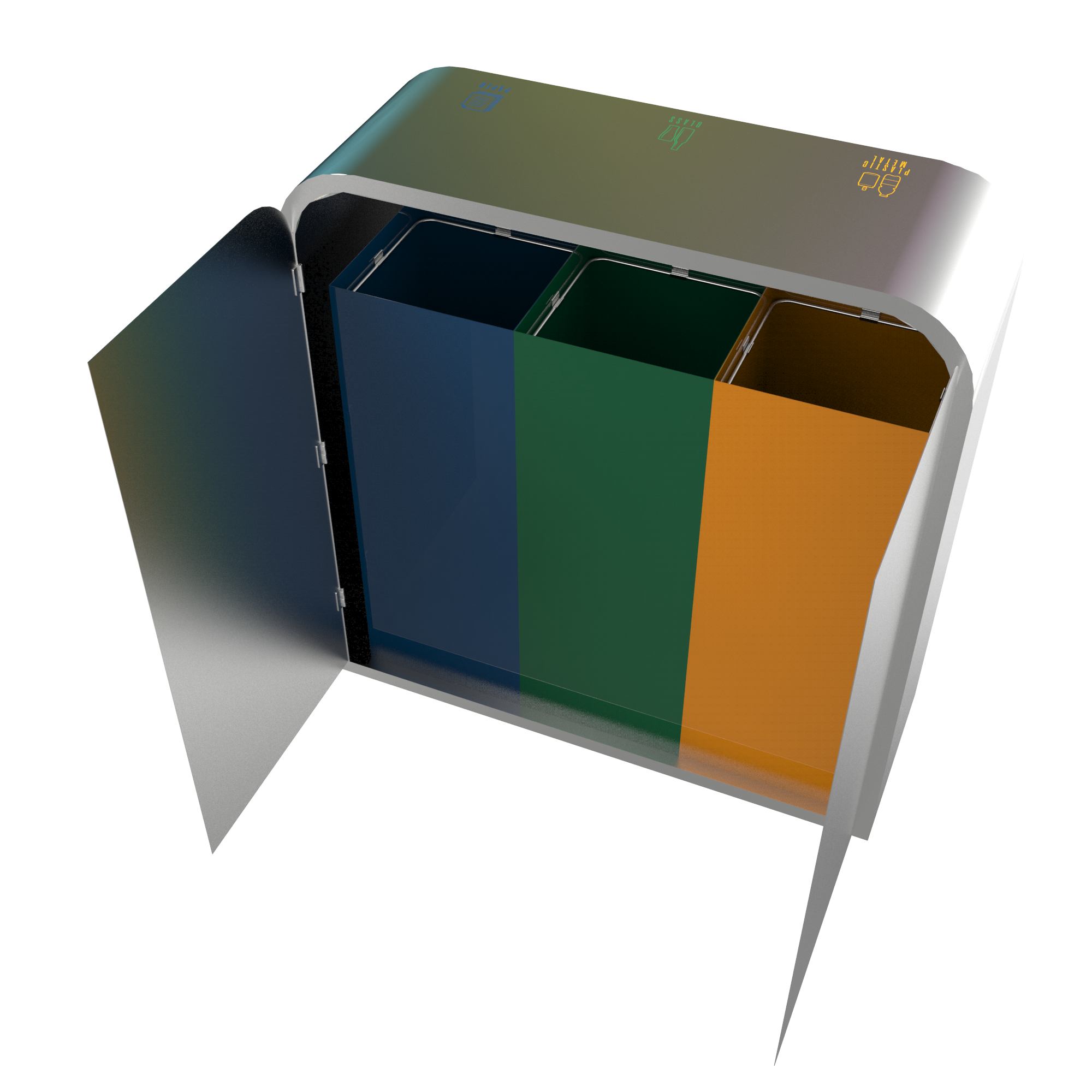 PEGAS SST urban recycle bin station in stainless steel with metal inner ...