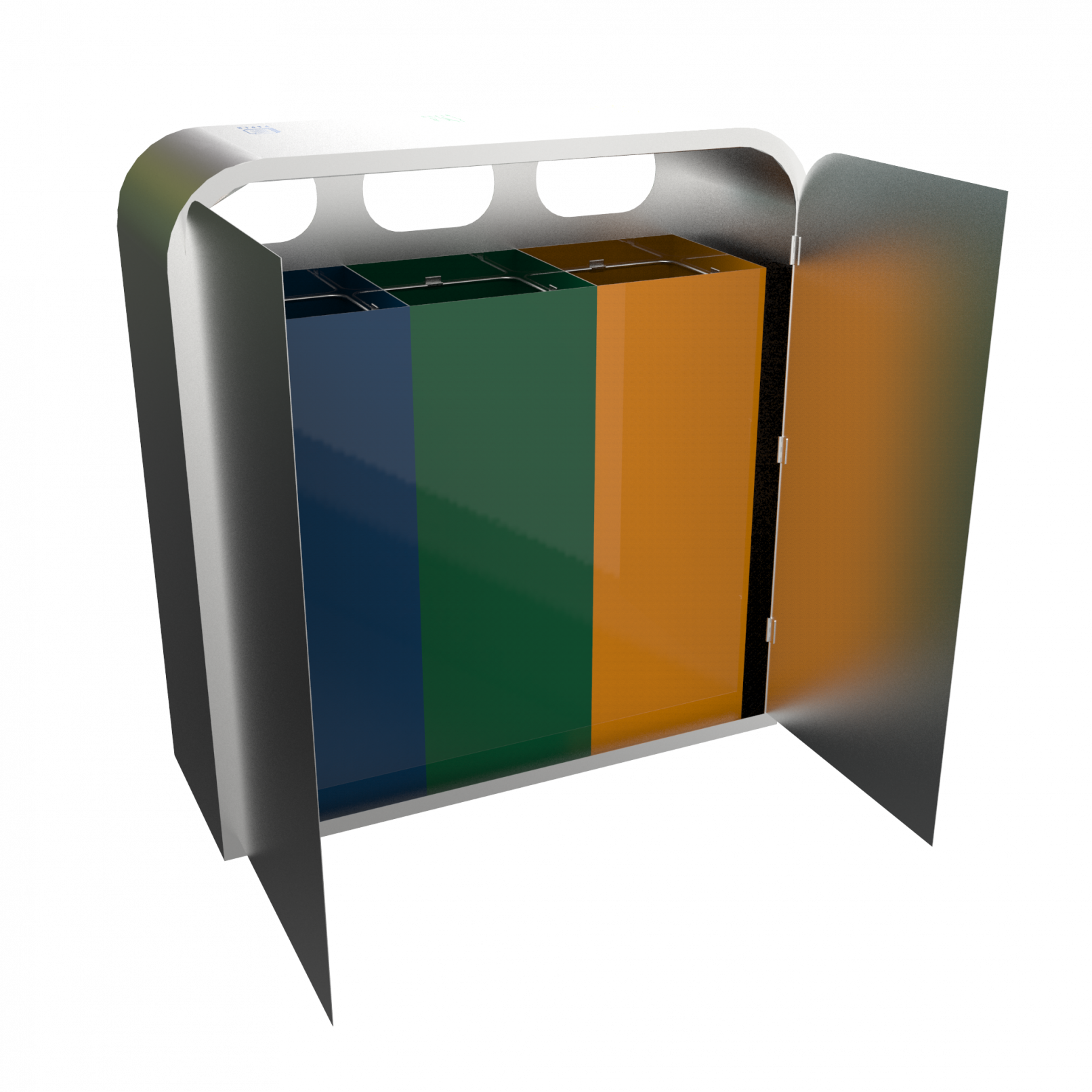 PEGAS SST urban recycle bin station in stainless steel with metal inner ...