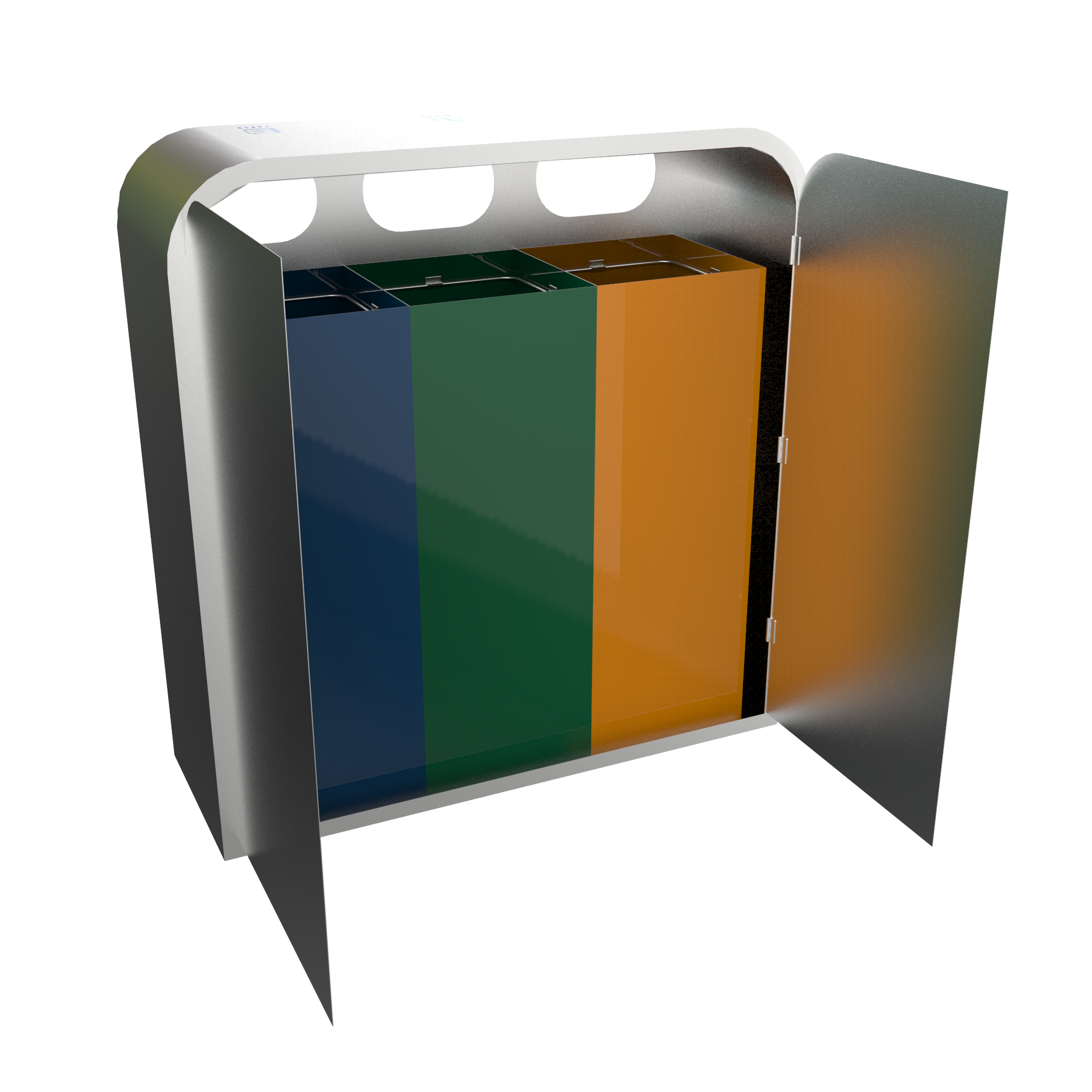 PEGAS SST urban recycle bin station in stainless steel with metal inner ...