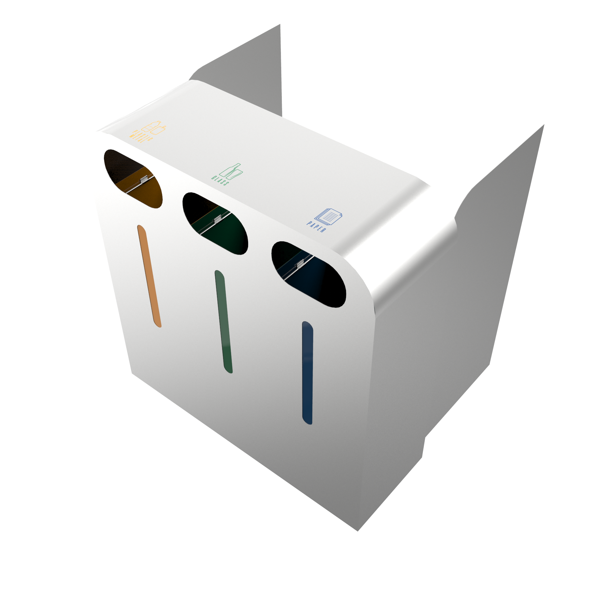 PEGAS SST urban recycle bin station in stainless steel with metal inner ...