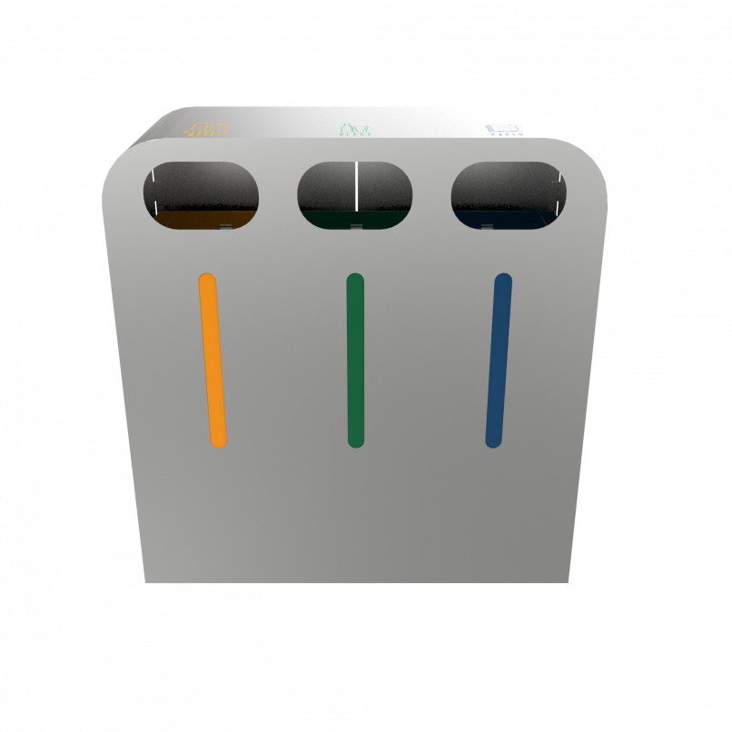 PEGAS SST urban recycle bin station in stainless steel with metal inner ...