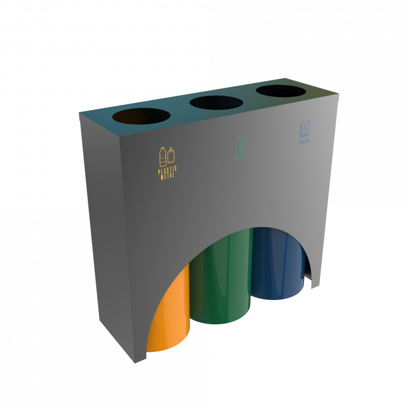 ELM PC modern recycle bin station in powder coated sheet metal - Binsignia®