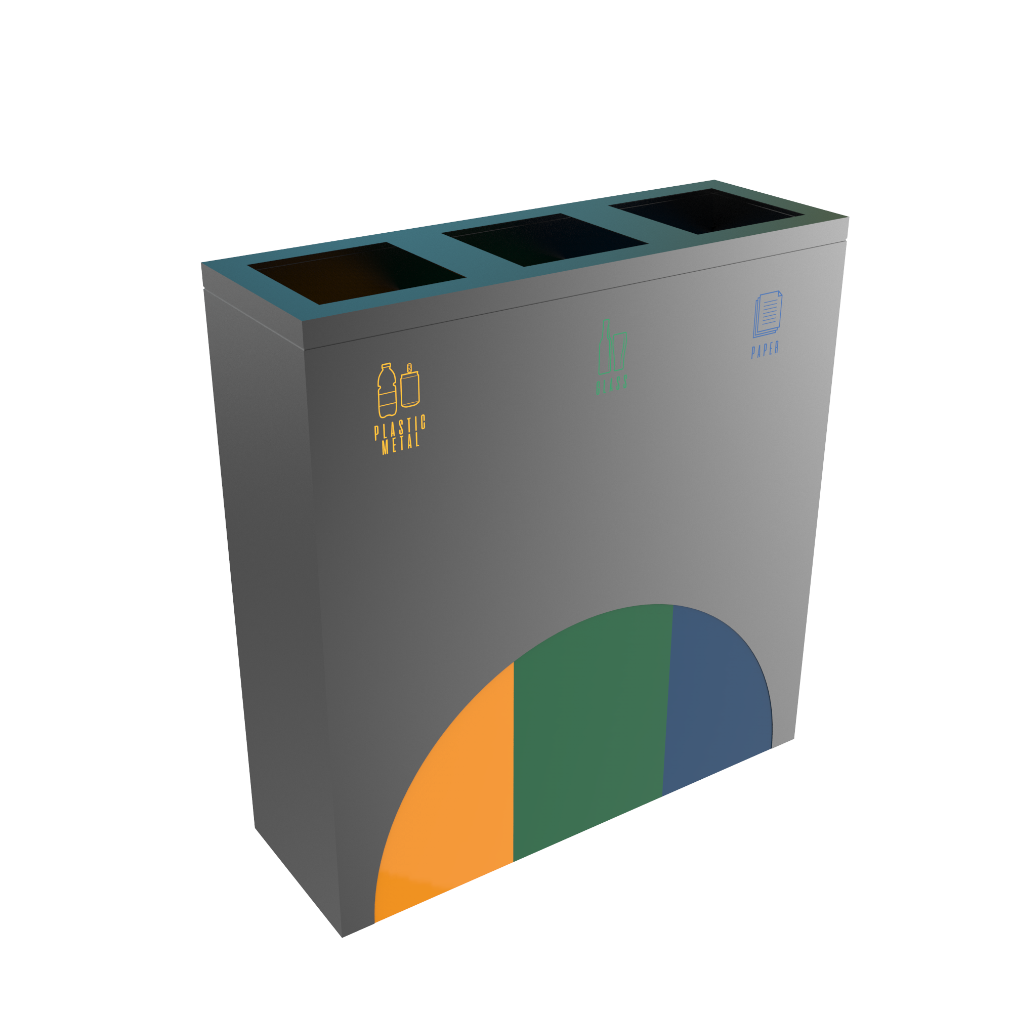 ELM PC modern recycle bin station in powder coated sheet metal - Binsignia®