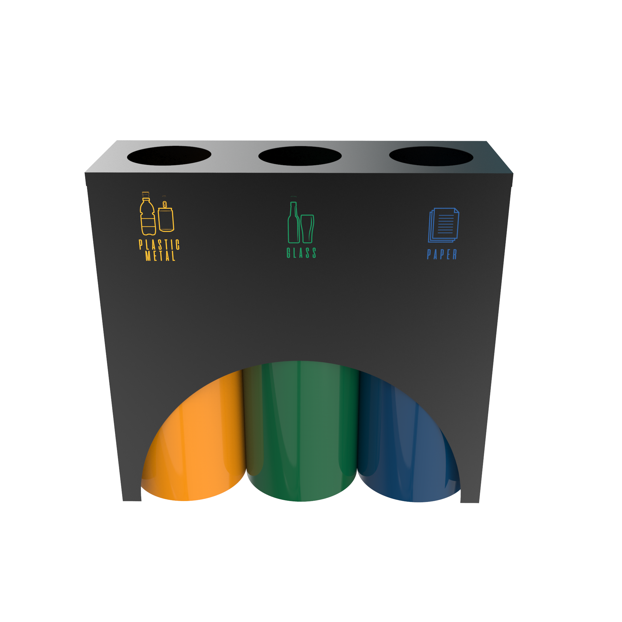 ELM PC modern recycle bin station in powder coated sheet metal - Binsignia®