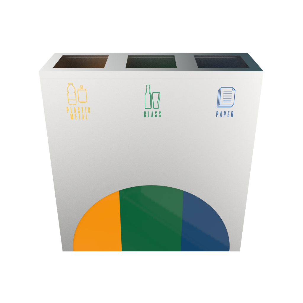 ELM SST modern stylish recycle bin station in stainless steel - Binsignia®