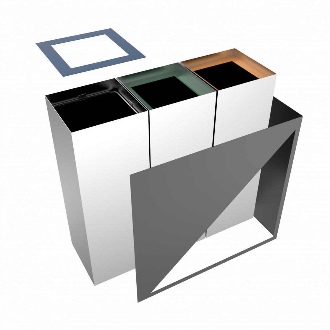 MEDELE PC modern urban recycle bins in sheet metal - Binsignia®