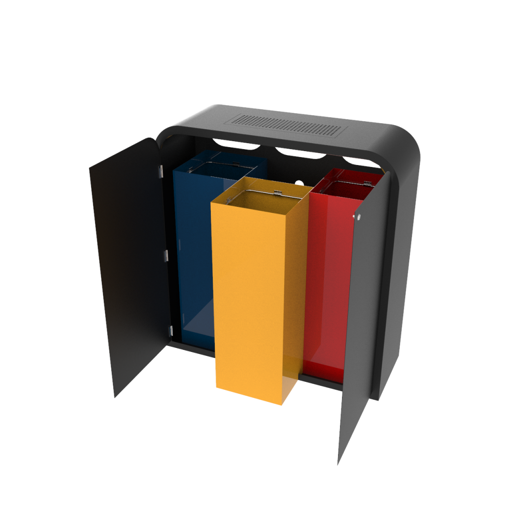 PEGAS PC modern urban recycle bin station in powder coated metal ...