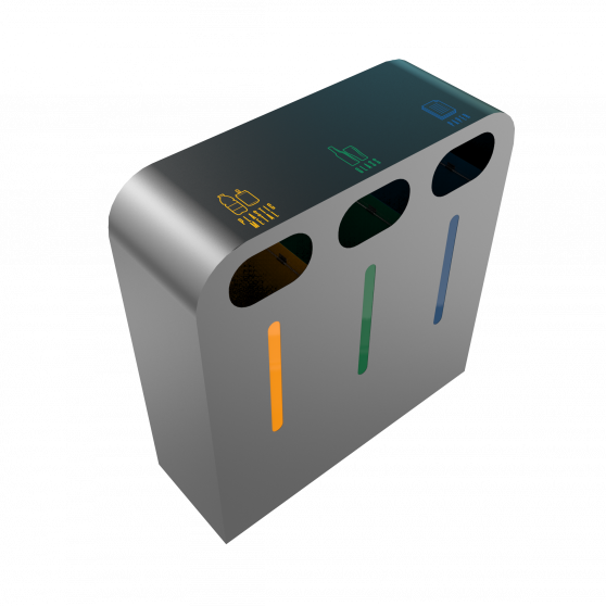 PEGAS PC modern urban recycle bin station in powder coated metal ...