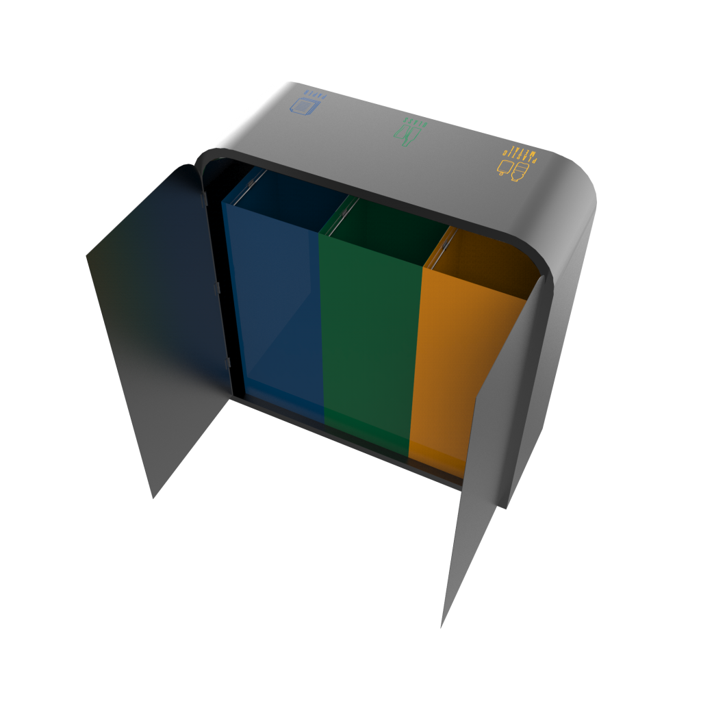 PEGAS PC modern urban recycle bin station in powder coated metal ...