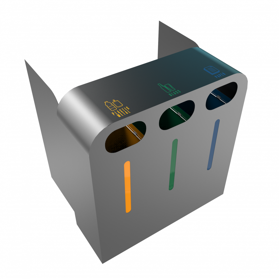 PEGAS PC modern urban recycle bin station in powder coated metal ...