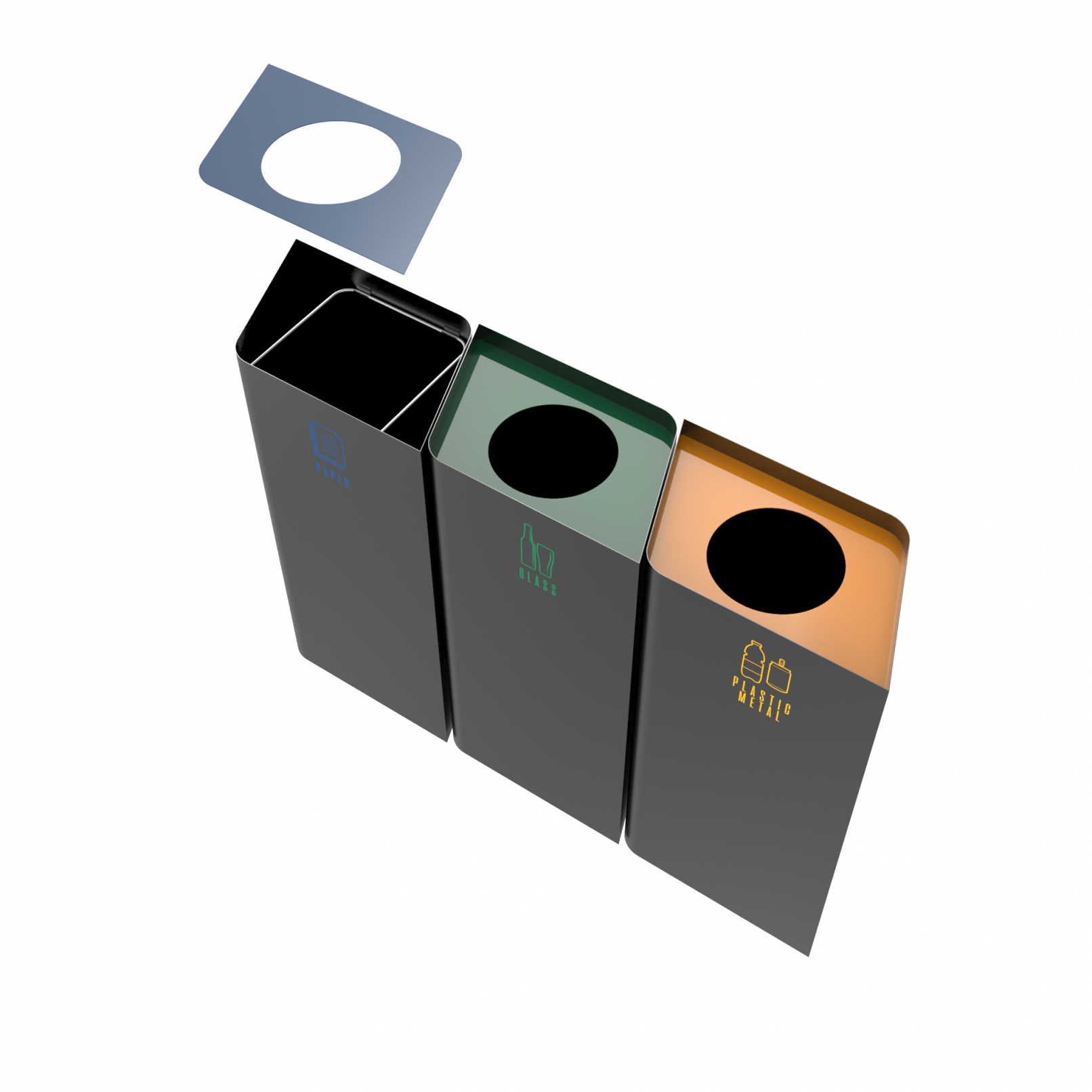 POLLUX PC modern design recycle bins in sheet metal - Binsignia®