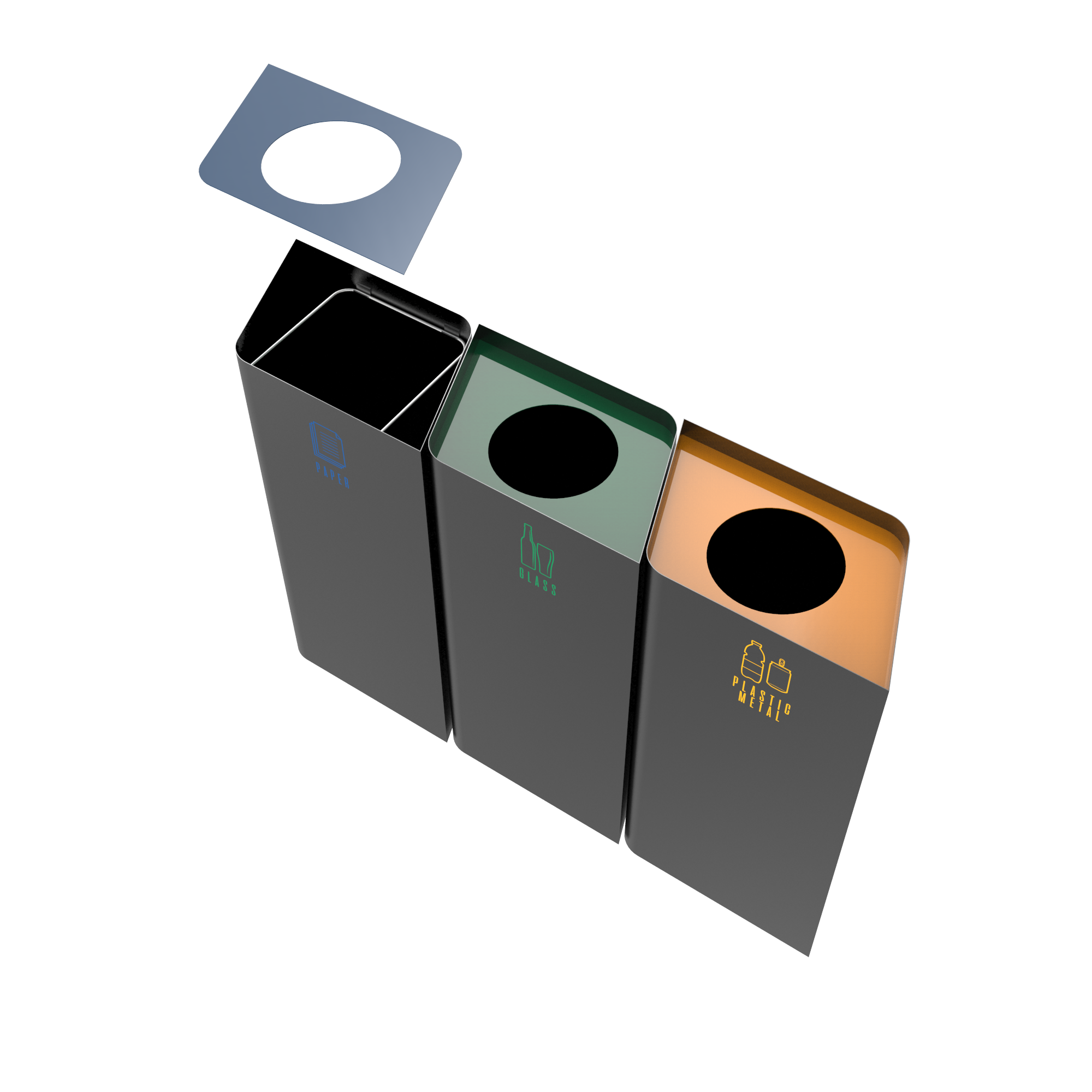 POLLUX PC modern design recycle bins in sheet metal - Binsignia®