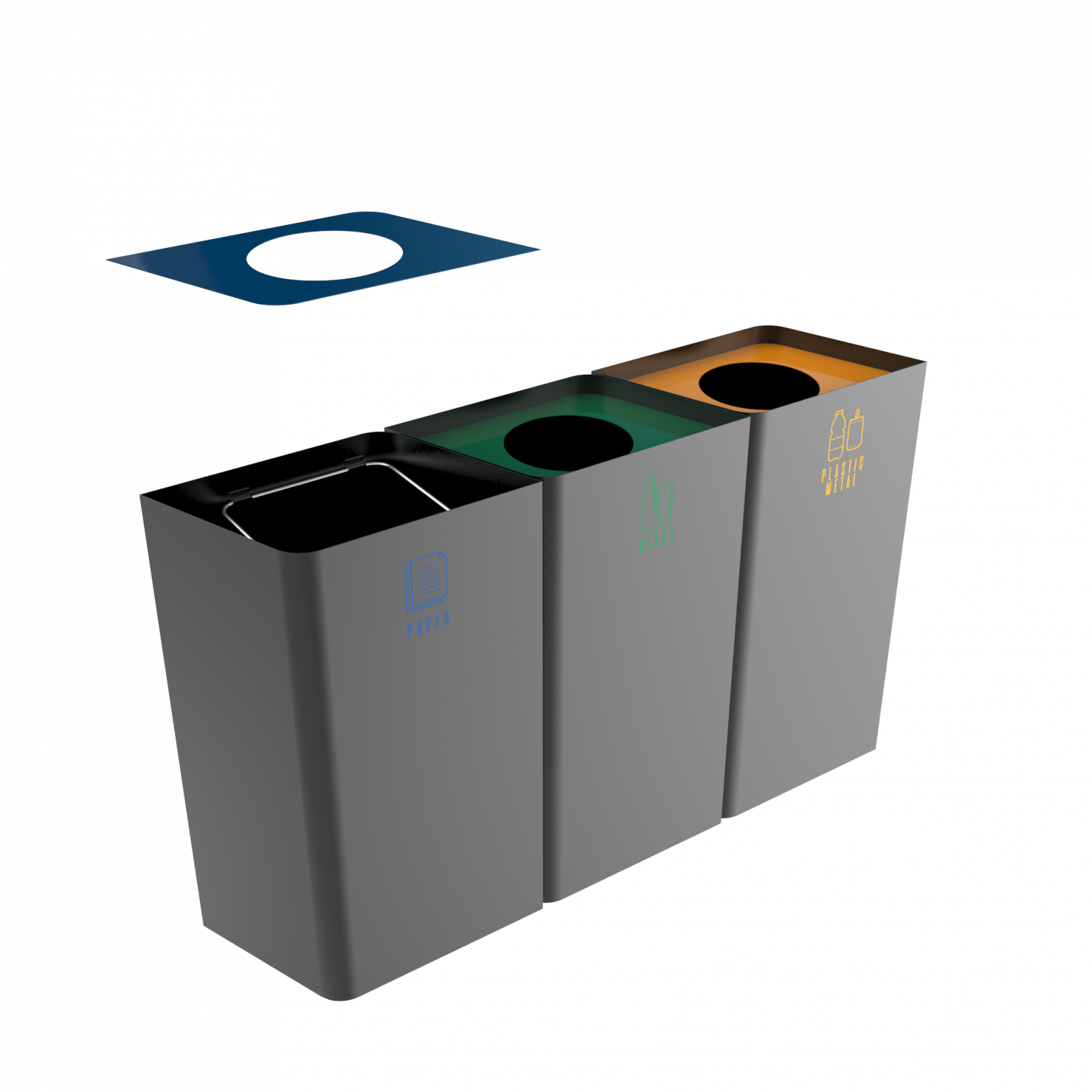 POLLUX PC modern design recycle bins in sheet metal - Binsignia®