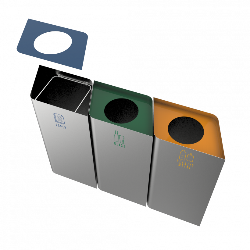 POLLUX SST modern design recycle bins in stainless steel - Binsignia®