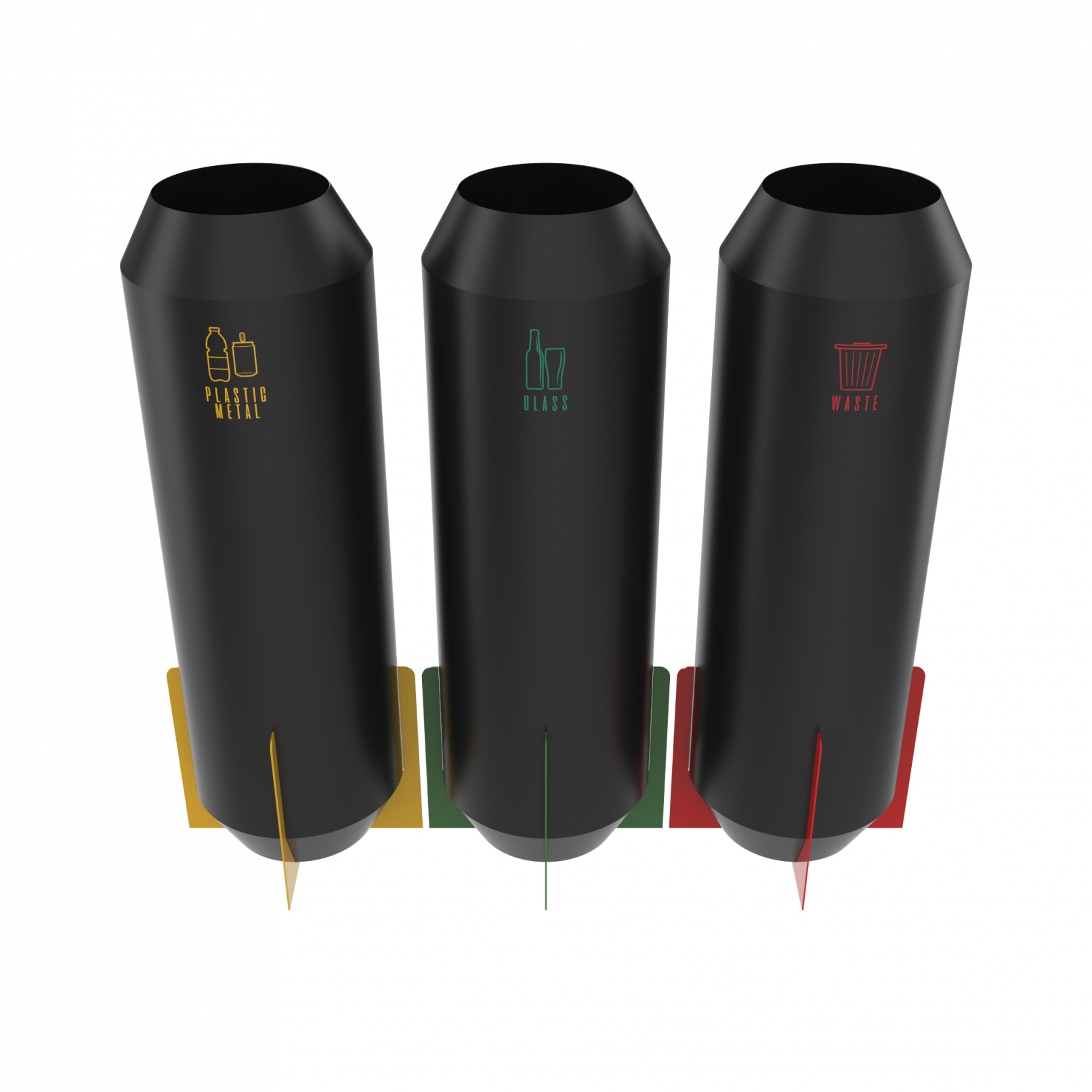 SPIKA PC futuristic stylish recycle bins in sheet metal - Binsignia®