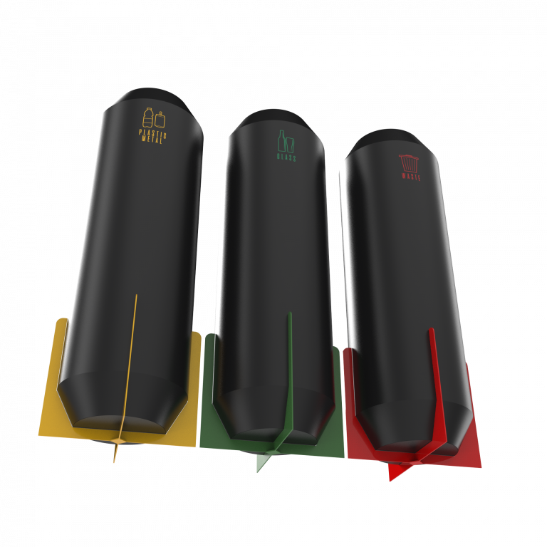 SPIKA PC futuristic stylish recycle bins in sheet metal - Binsignia®
