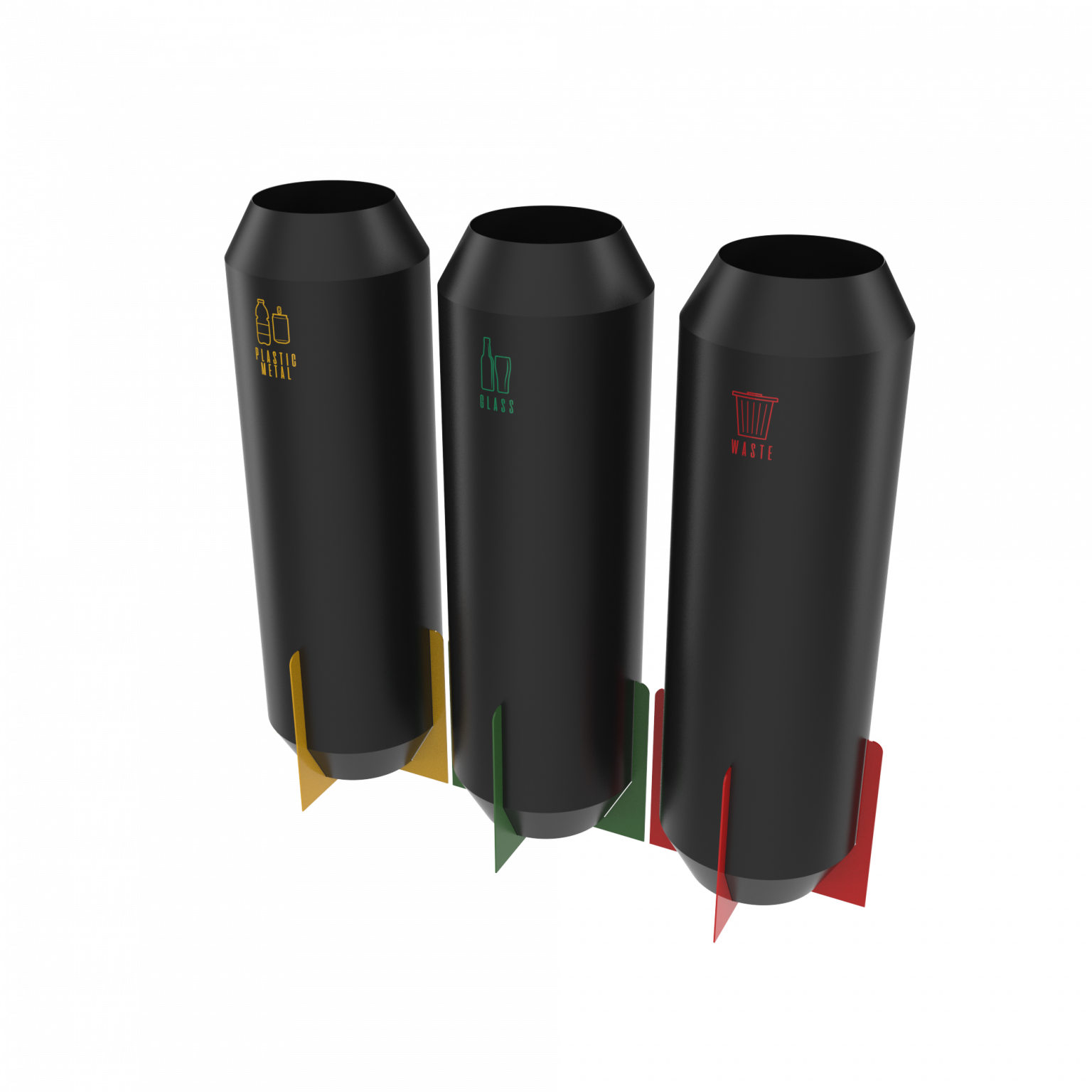 SPIKA PC futuristic stylish recycle bins in sheet metal - Binsignia®