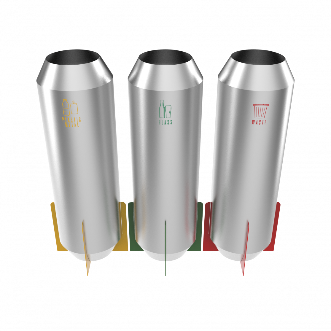 SPIKA SST futuristic stylish recycle bins in stainless steel - Binsignia®