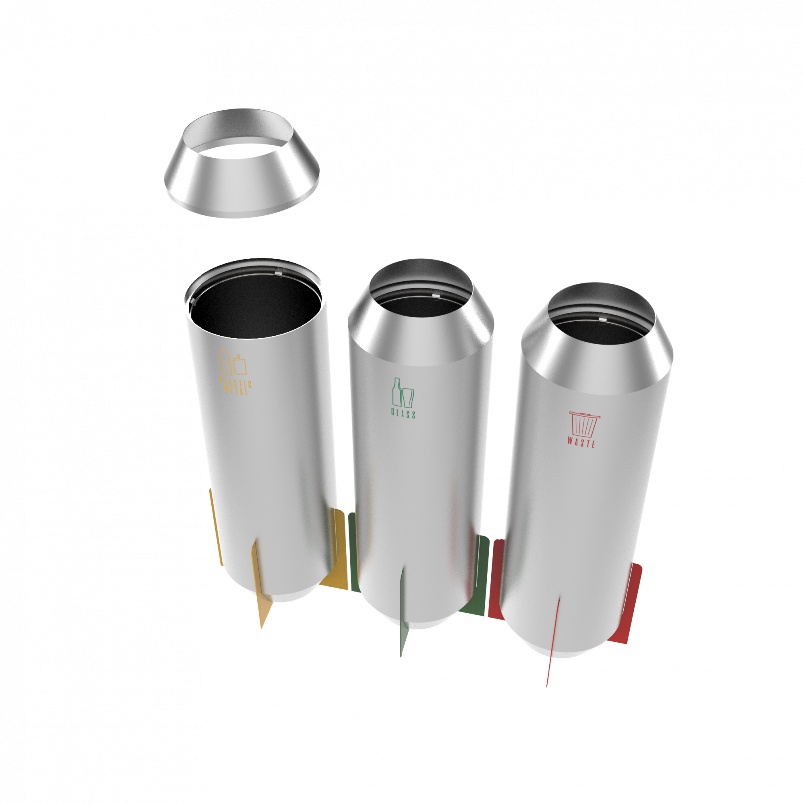 SPIKA SST futuristic stylish recycle bins in stainless steel - Binsignia®