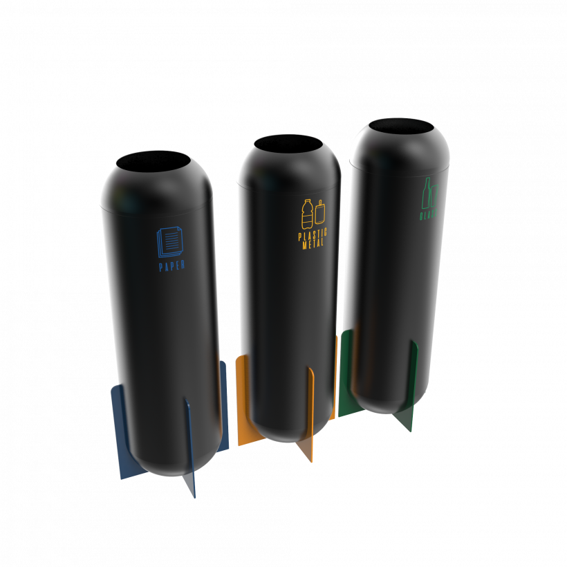 SPIKA PC futuristic stylish recycle bins in sheet metal - Binsignia