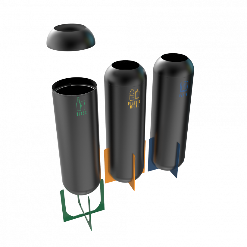 SPIKA PC futuristic stylish recycle bins in sheet metal - Binsignia