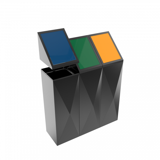 TODI PC recycle bins in powder coated sheet metal with flipabble lids ...