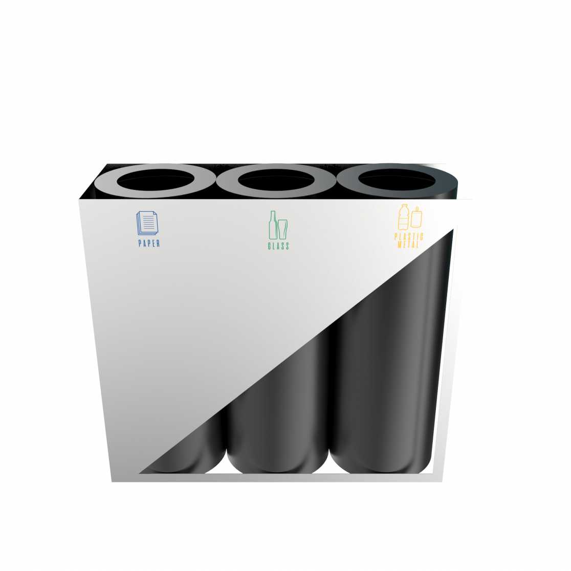 TRIOLET PC sheet metal recycle bins modern frame - Binsignia®