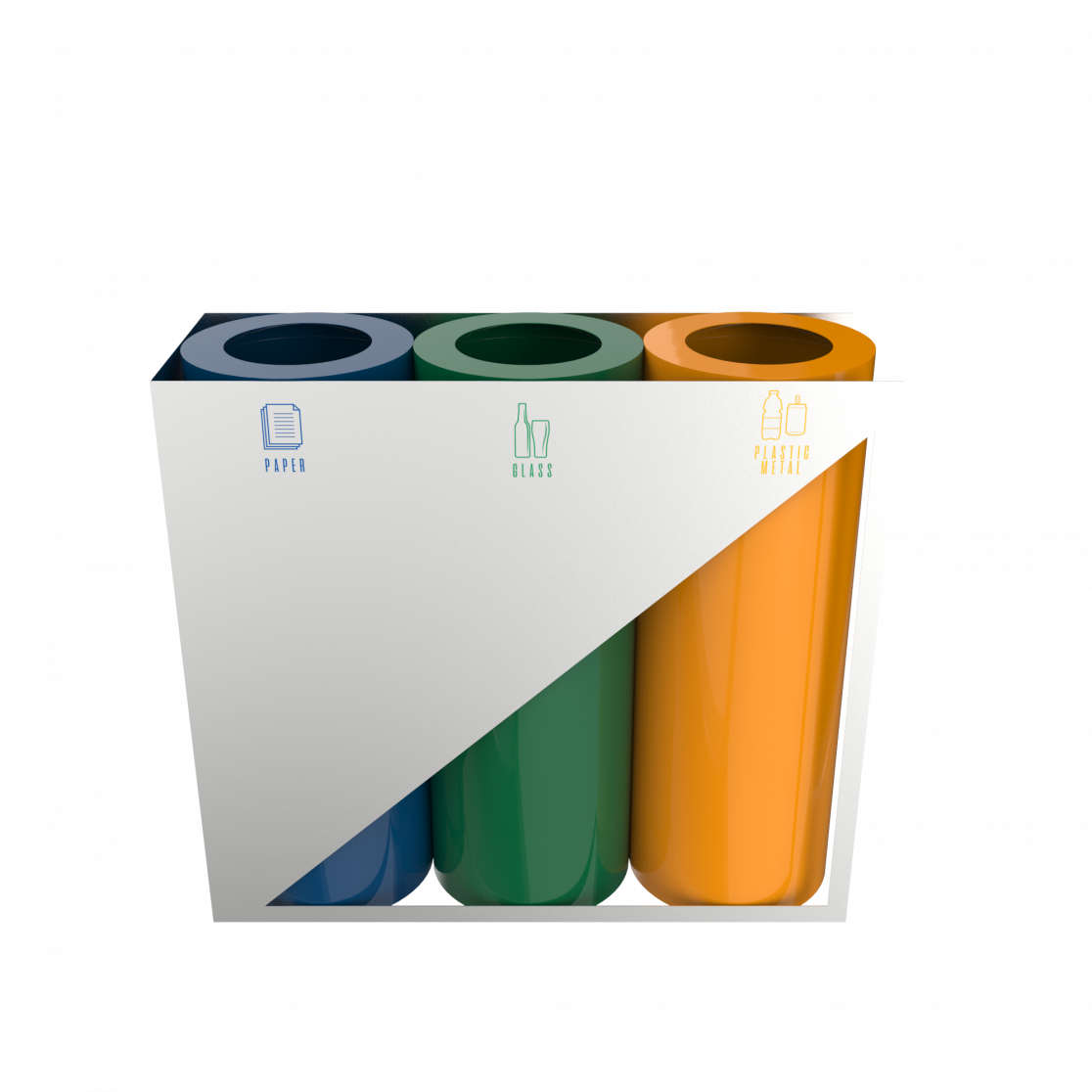 TRIOLET PC sheet metal recycle bins modern frame - Binsignia®