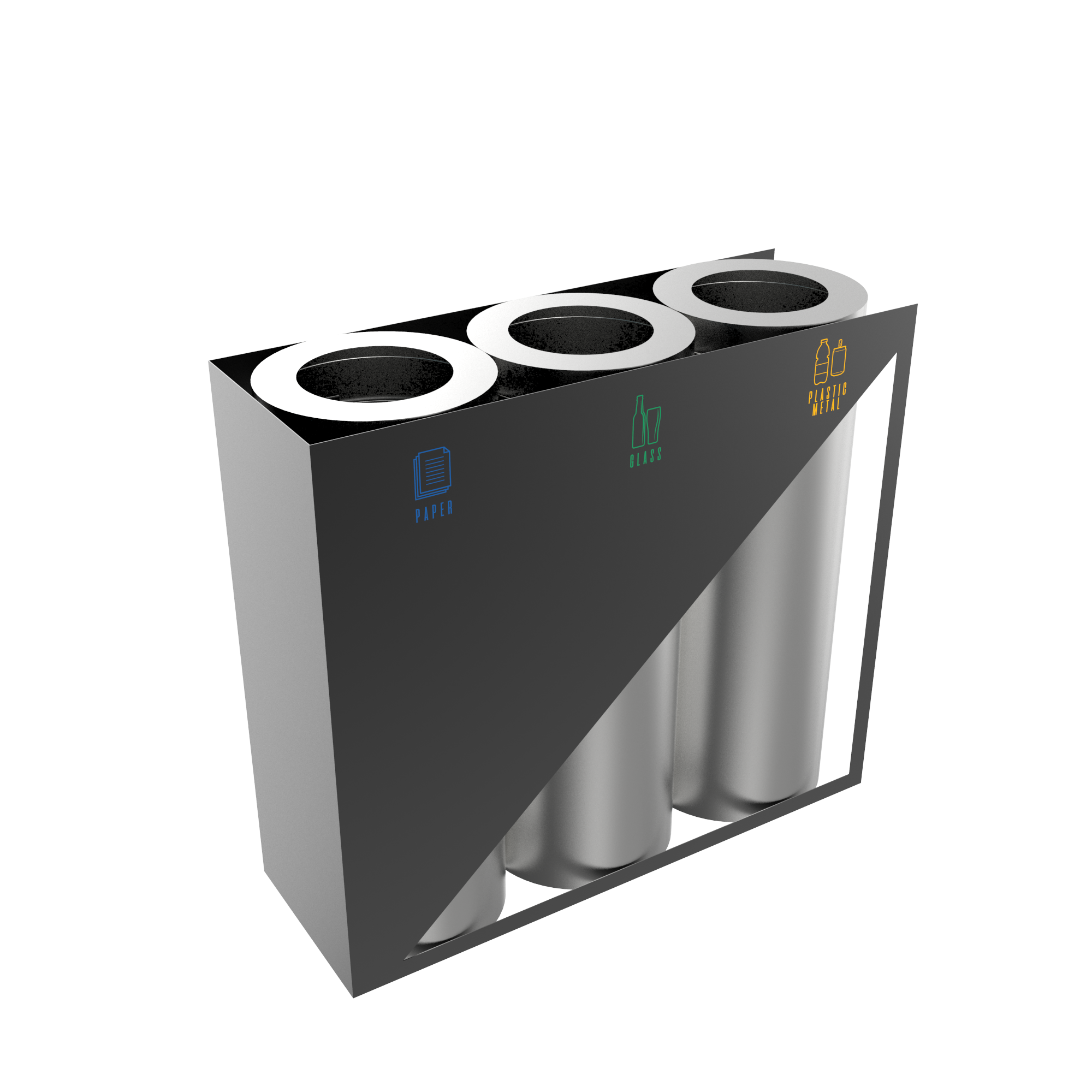 TRIOLET SST stainless steel recycle bins with metal frame - Binsignia®