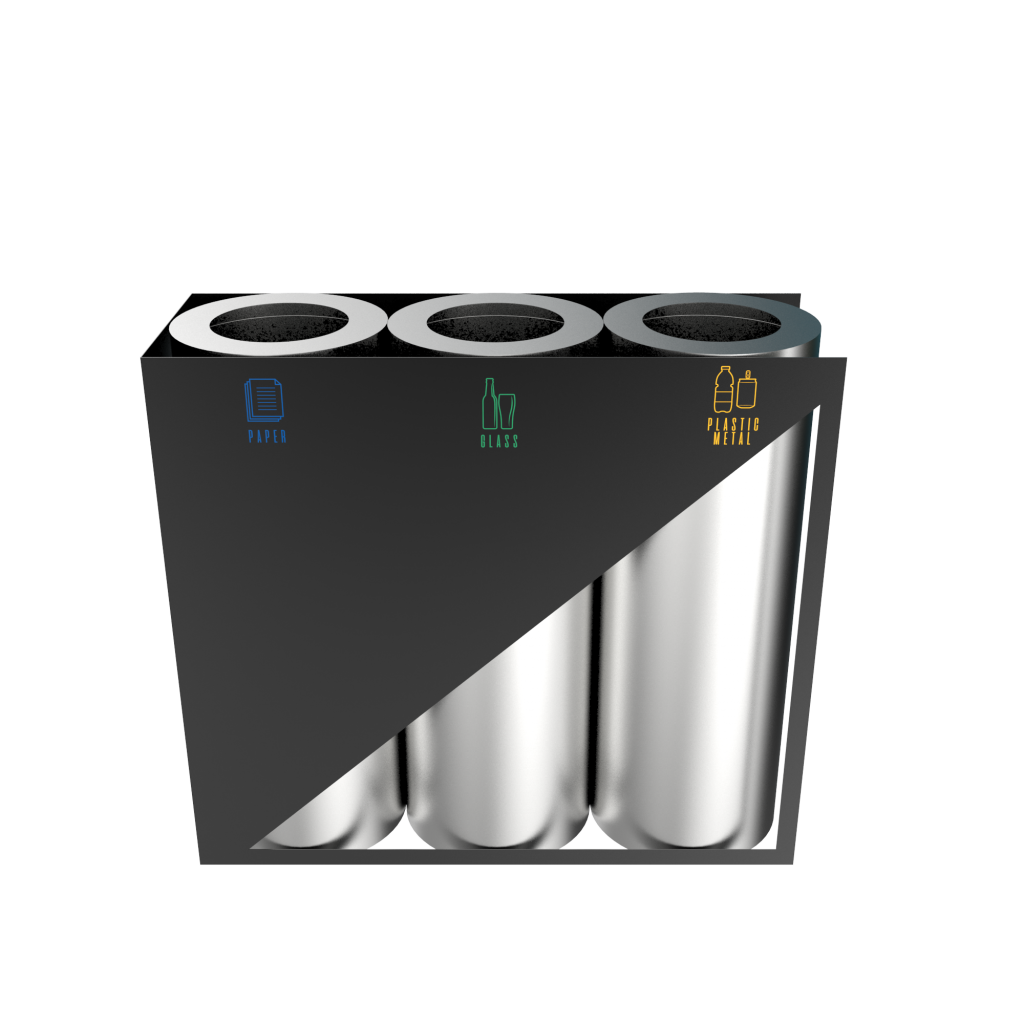 TRIOLET SST stainless steel recycle bins with metal frame - Binsignia®
