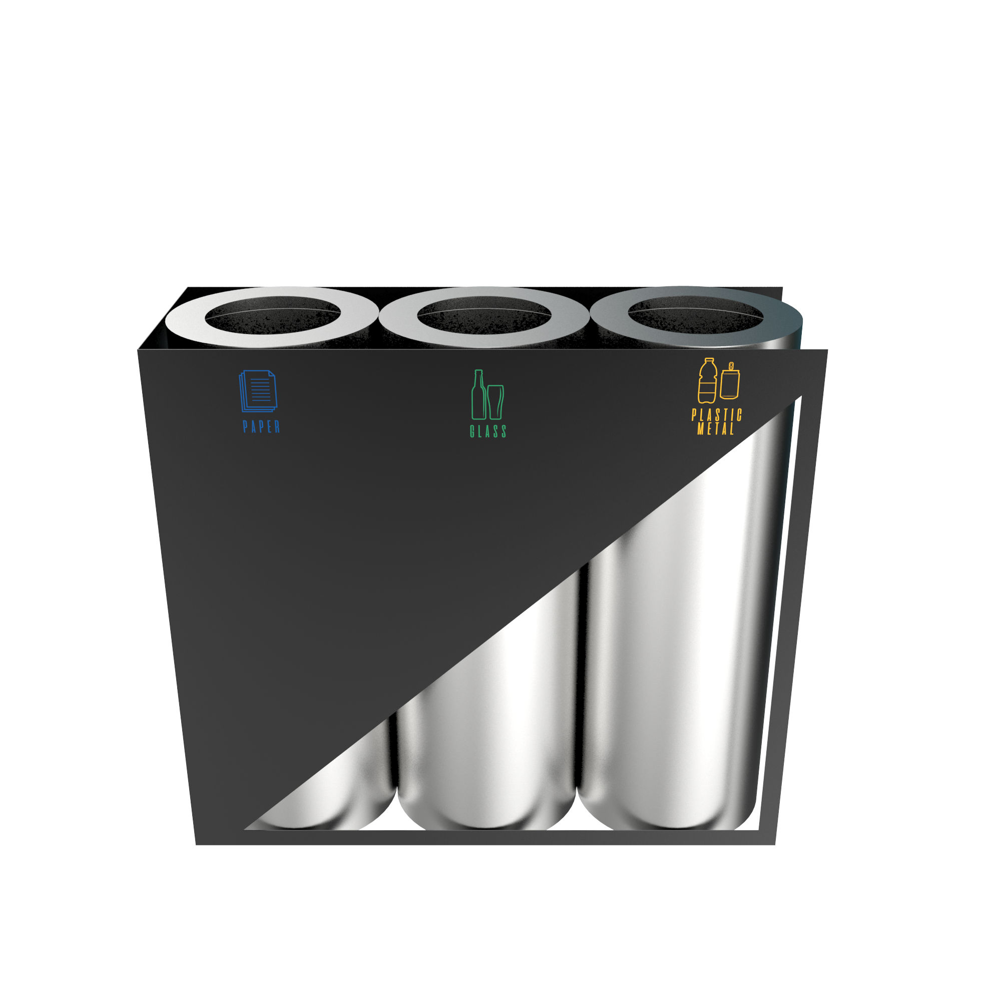 TRIOLET SST stainless steel recycle bins with metal frame - Binsignia®