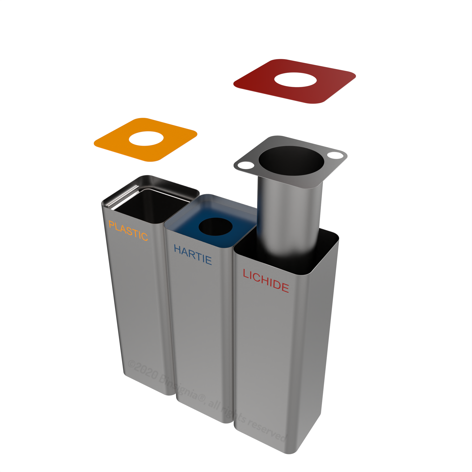 SALLIERE SST modern recycle bins made of stainless steel - Binsignia