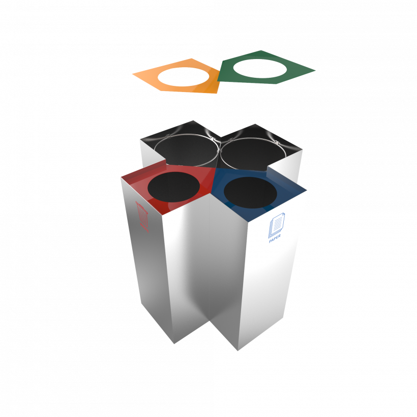 CACHI SST modern stainless steel waste sorting system - Binsignia®