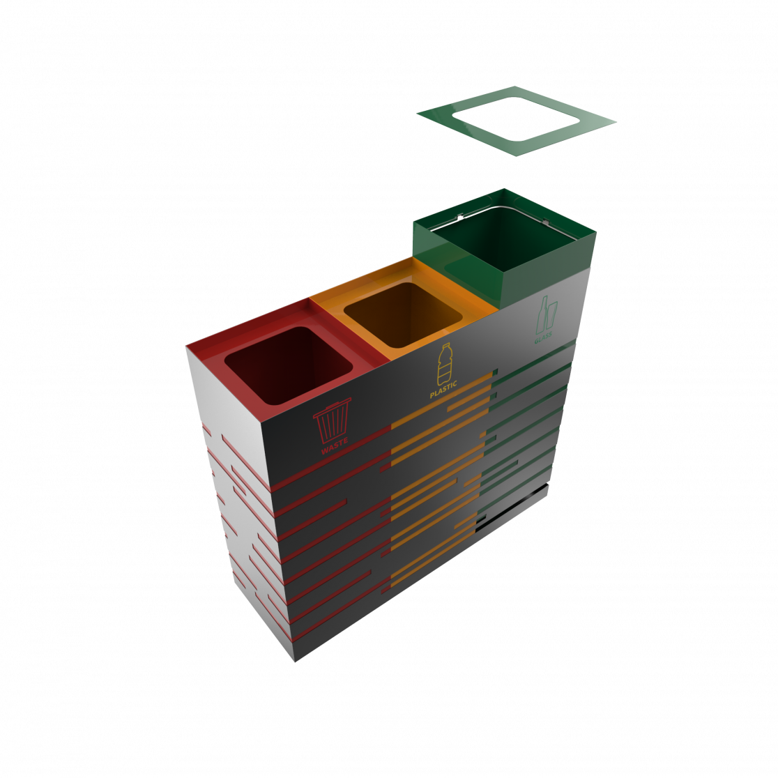 KANDEL PC powder coated metal trash bins for selective waste collection ...