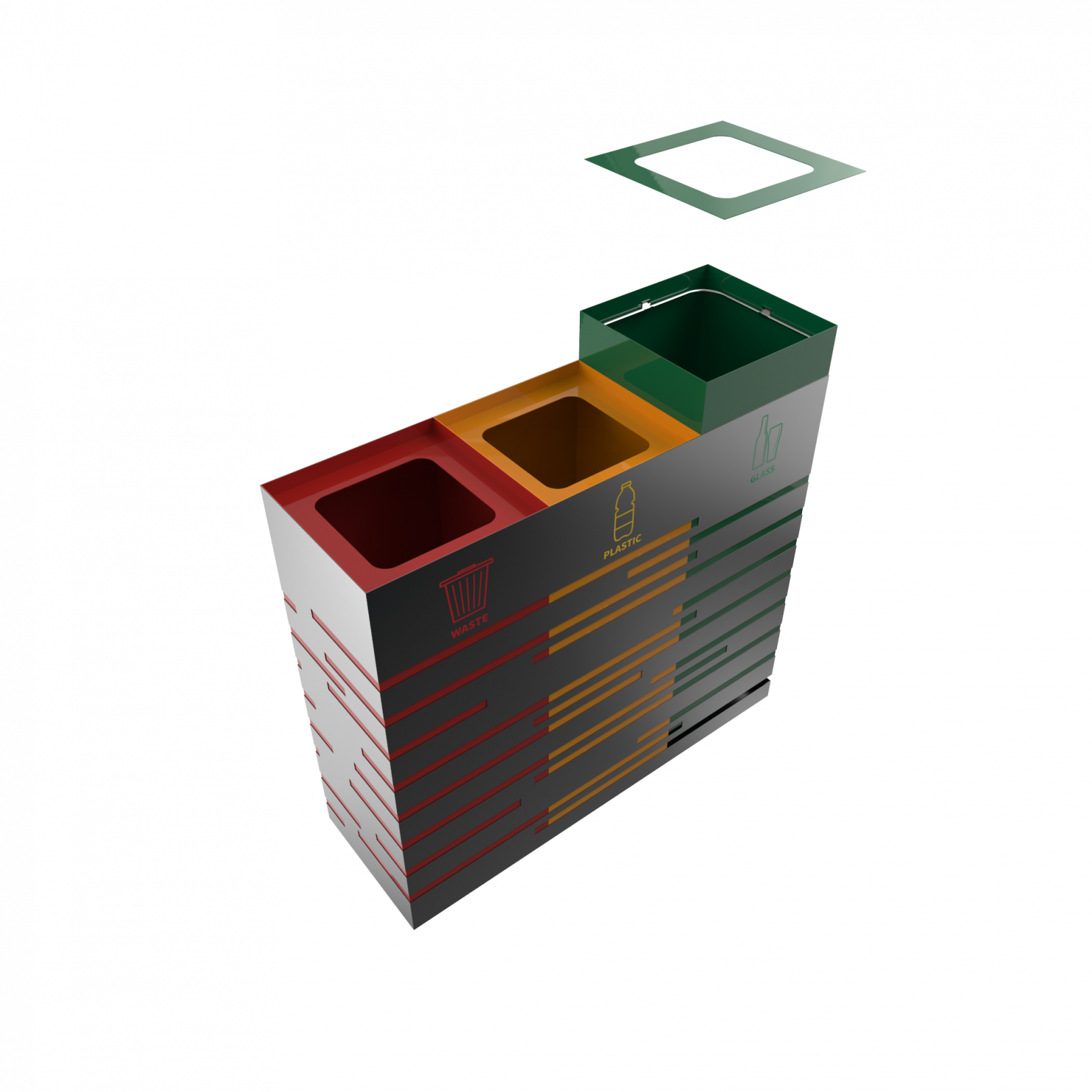 KANDEL PC powder coated metal trash bins for selective waste collection ...