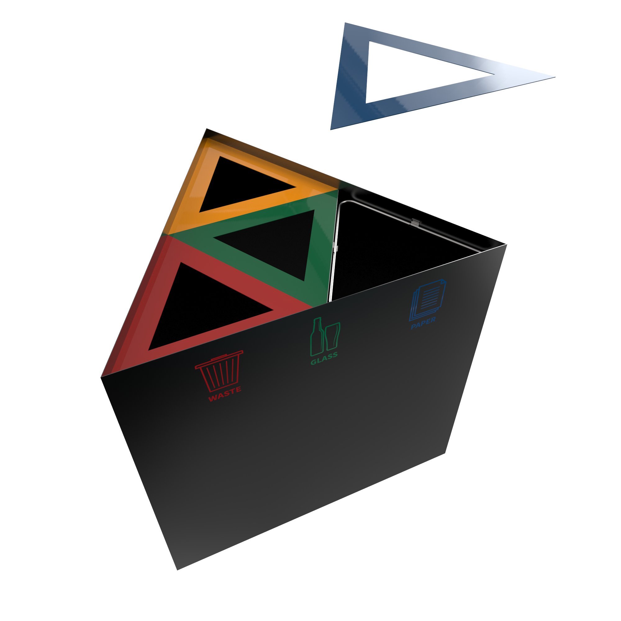 KUNKA PC elegant 4 compartments recycling station in sheet metal ...