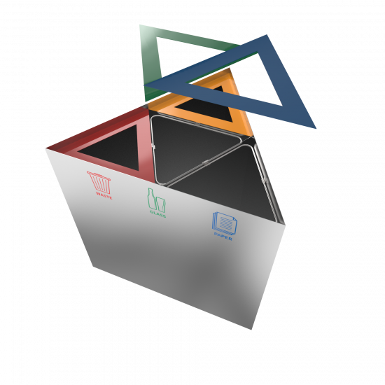 KUNKA SST elegant 4 compartments recycling bins in stainless steel ...