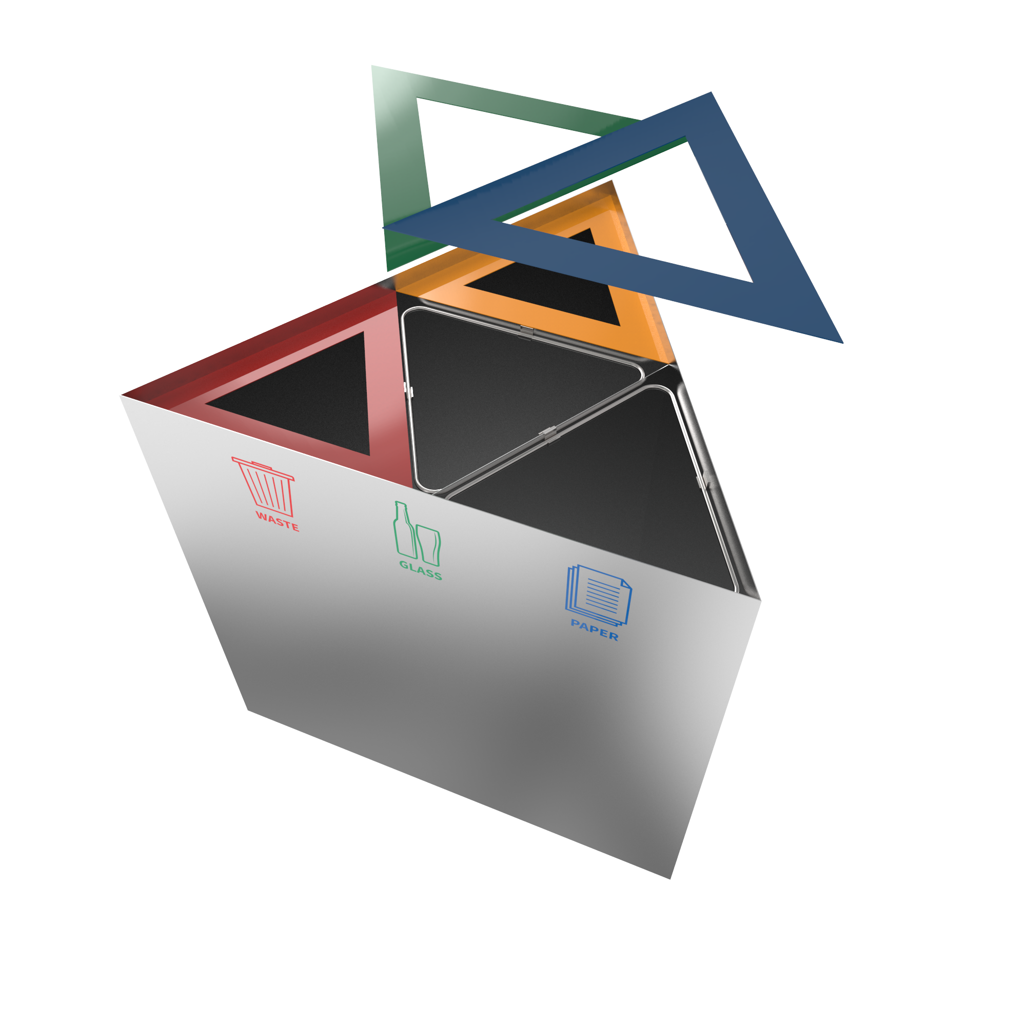 KUNKA SST elegant 4 compartments recycling bins in stainless steel ...