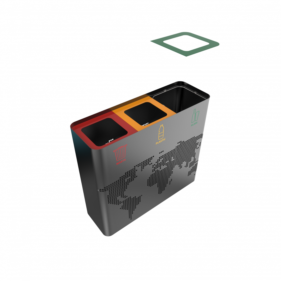 MISTI PC modern powder coated sheet metal recycle bins - Binsignia®