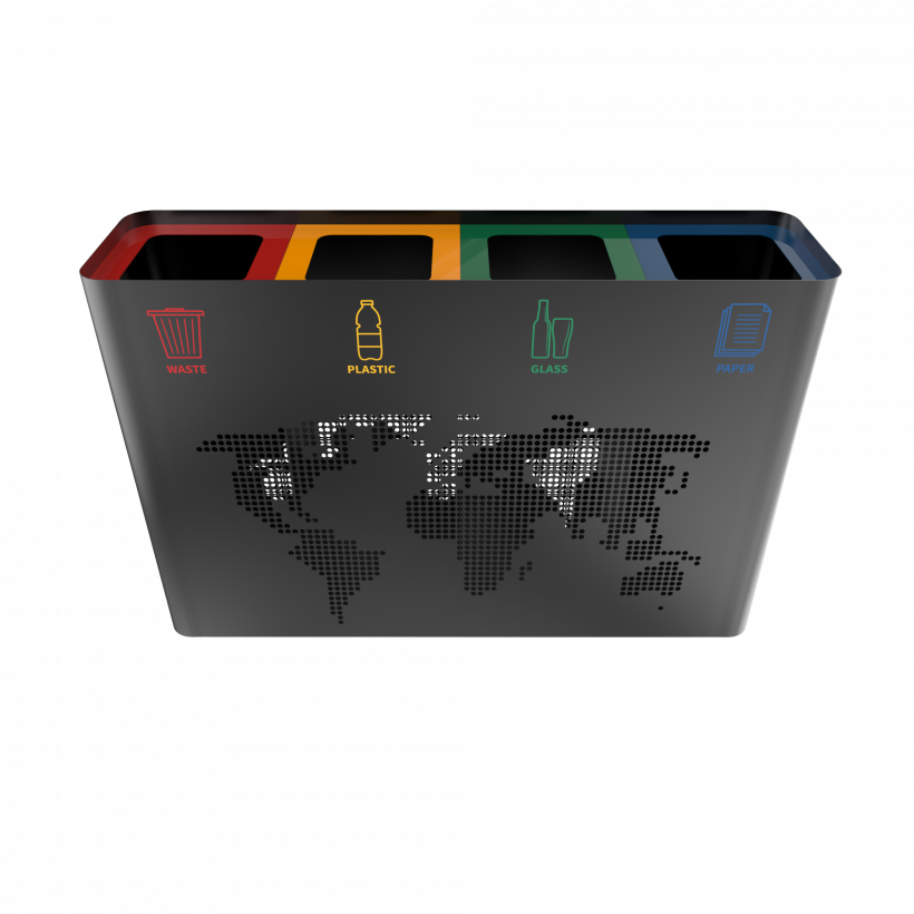 MISTI PC modern powder coated sheet metal recycle bins - Binsignia