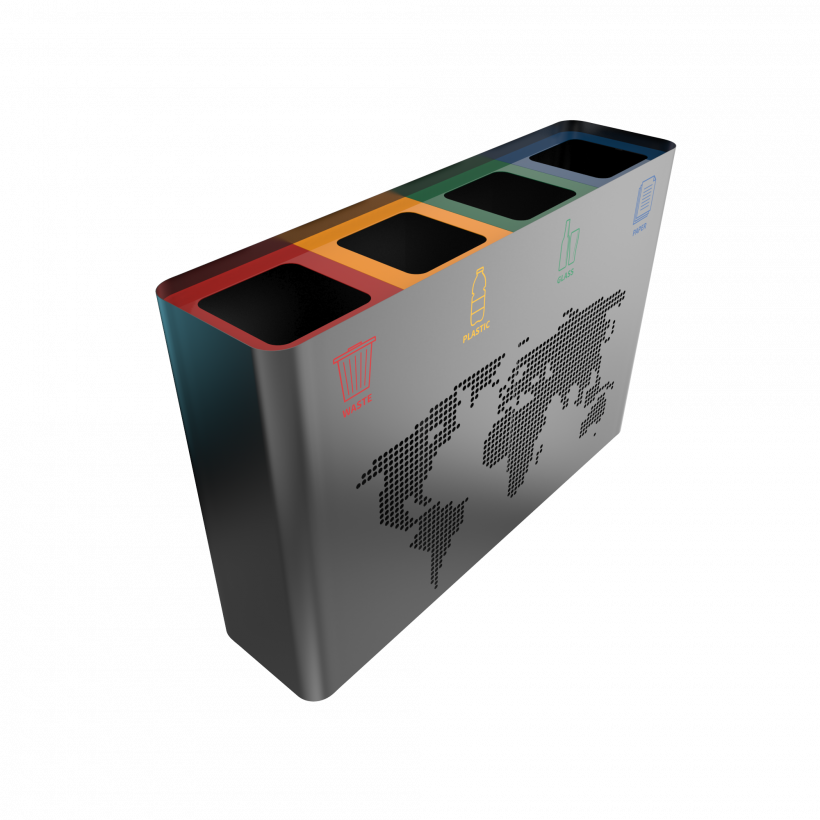 MISTI PC modern powder coated sheet metal recycle bins - Binsignia