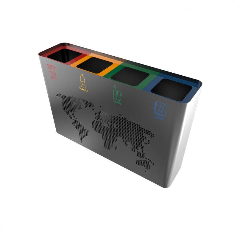 MISTI PC modern powder coated sheet metal recycle bins - Binsignia®