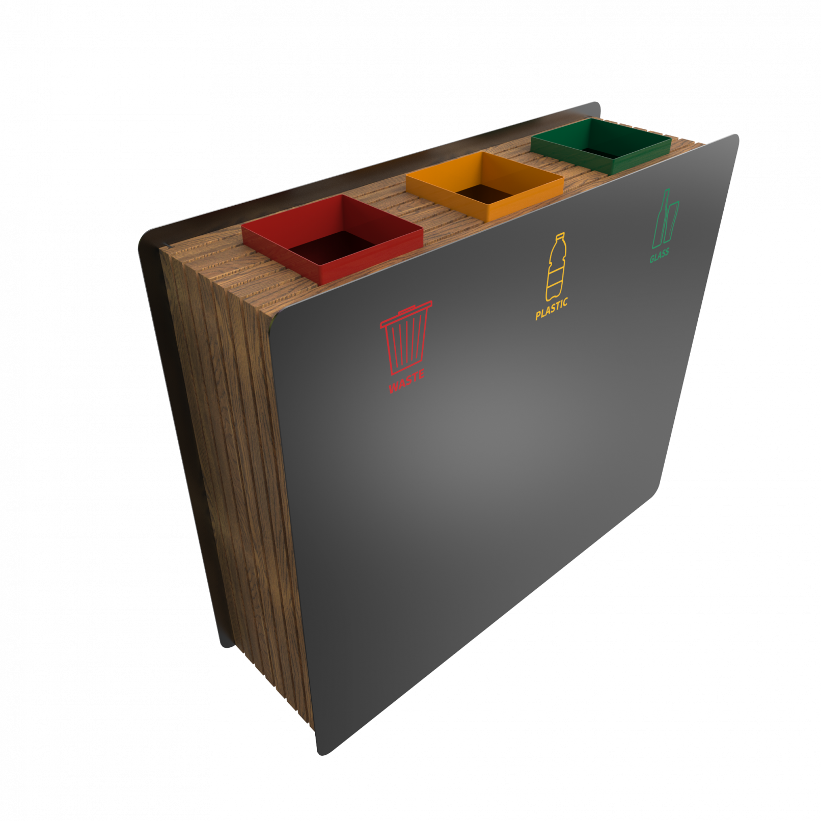 TOLIMA PC ingenious powder coated metal and wood recycle bins - Binsignia®