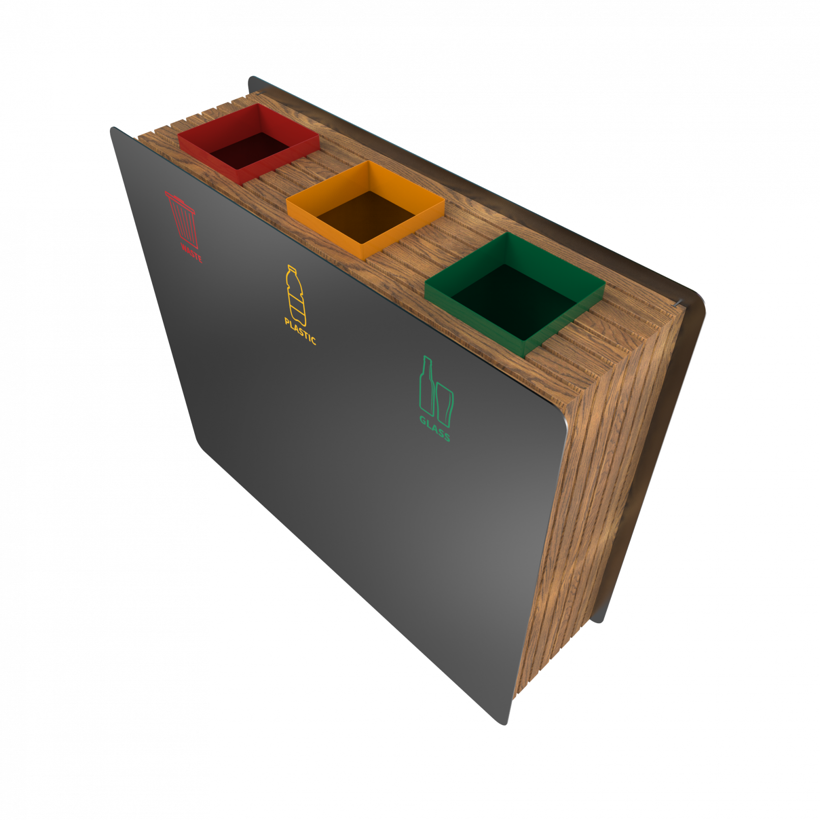 TOLIMA PC ingenious powder coated metal and wood recycle bins - Binsignia®