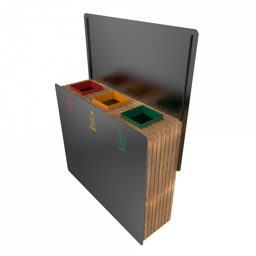 TOLIMA PC ingenious powder coated metal and wood recycle bins - Binsignia