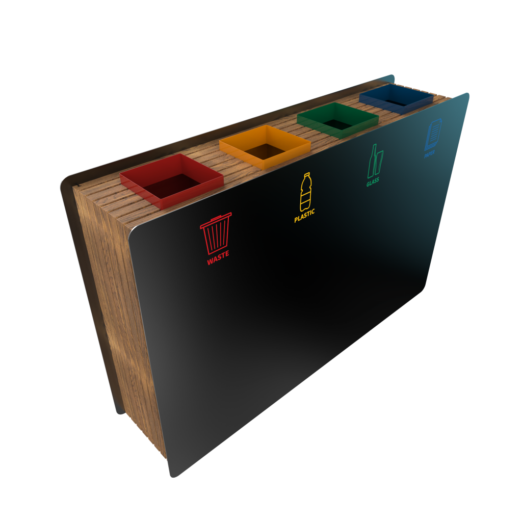 TOLIMA PC ingenious powder coated metal and wood recycle bins - Binsignia®