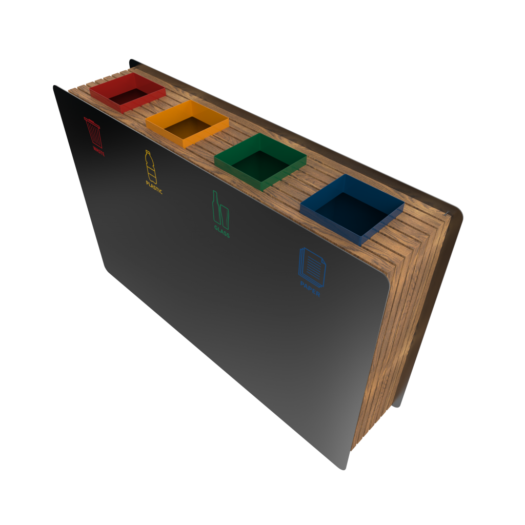 TOLIMA PC ingenious powder coated metal and wood recycle bins - Binsignia®