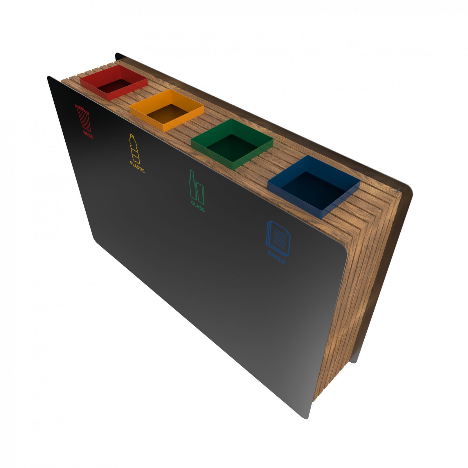 TOLIMA PC ingenious powder coated metal and wood recycle bins - Binsignia®