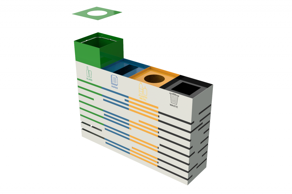 KANDEL PC powder coated metal trash bins for selective waste collection ...